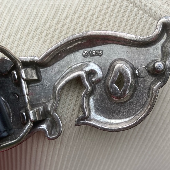 Brighton | Accessories | Vintage Brighton Floral Buckle Black Reptile ...